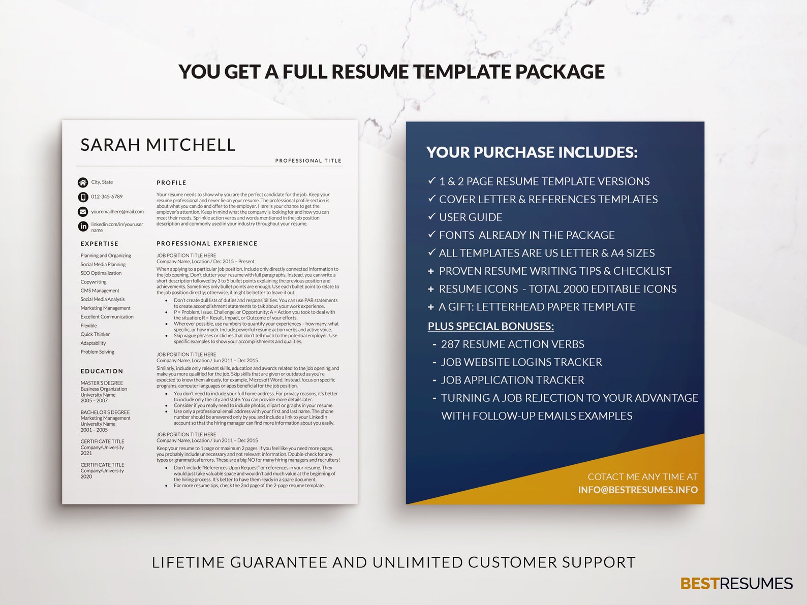 Professional Resume Template Two Column, Clean Modern Resume Template ...