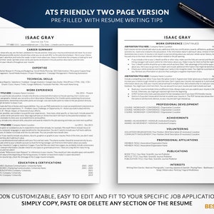 ATS Friendly Resume Template for Word, Apple Mac Pages, Google Docs ...