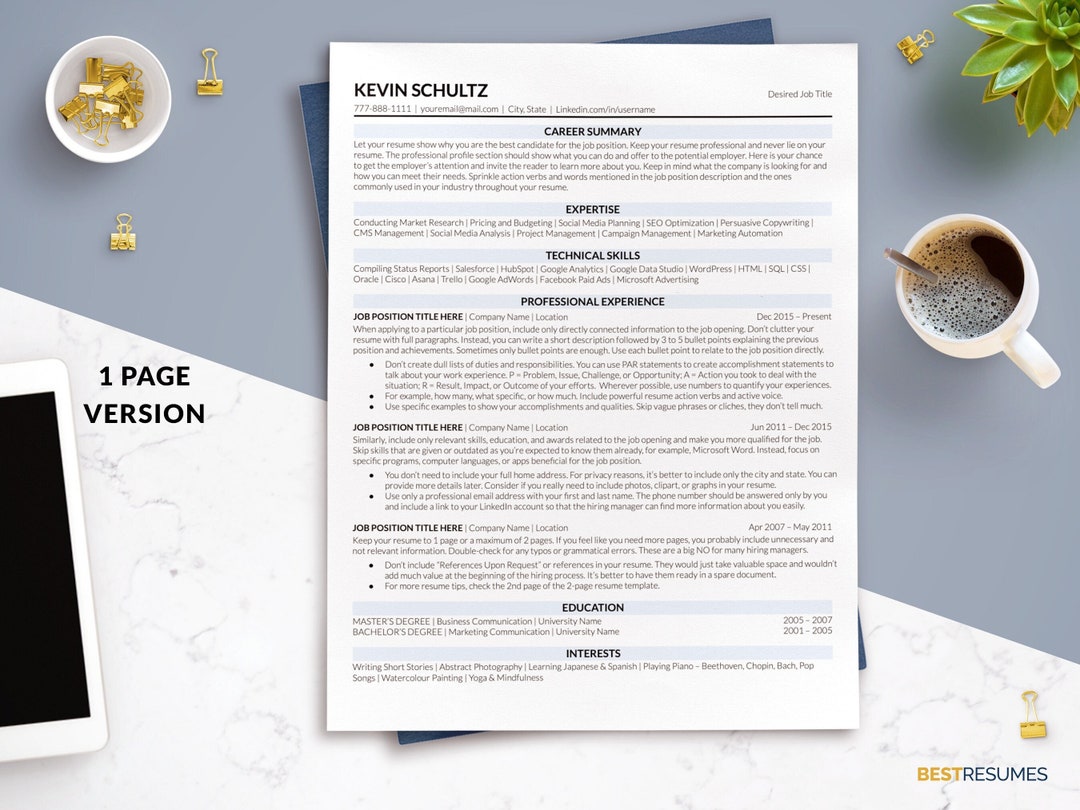 ATS Friendly Resume Template Google Docs, Word & Mac Pages, ATS ...