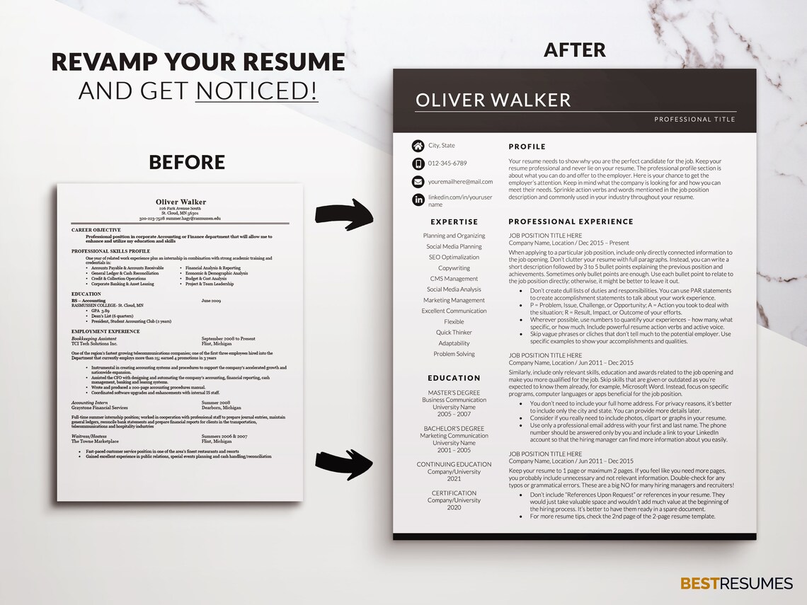 Modern 2 Column Resume Template for Word, Professional Resume Templates ...