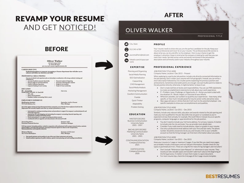 Modern 2 Column Resume Template for Word, Professional Resume Templates ...