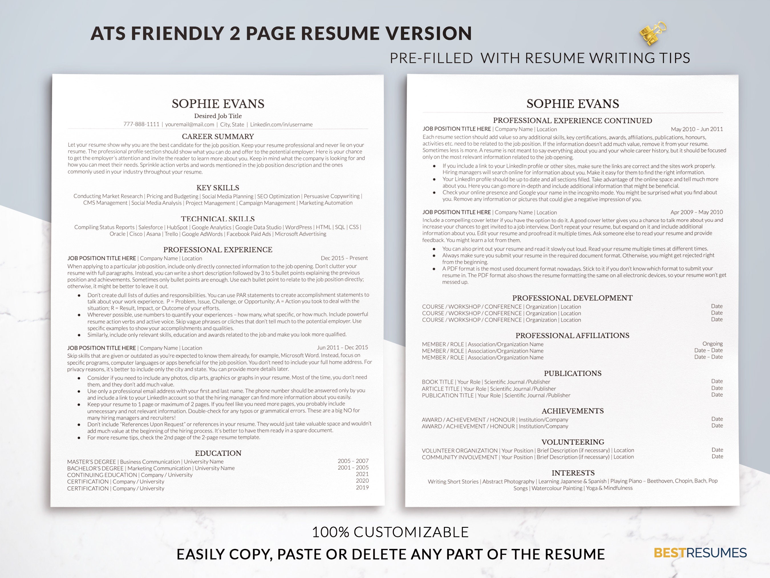 Clean Simple ATS Resume Template Google Docs, MS Word, Mac Pages, ATS ...