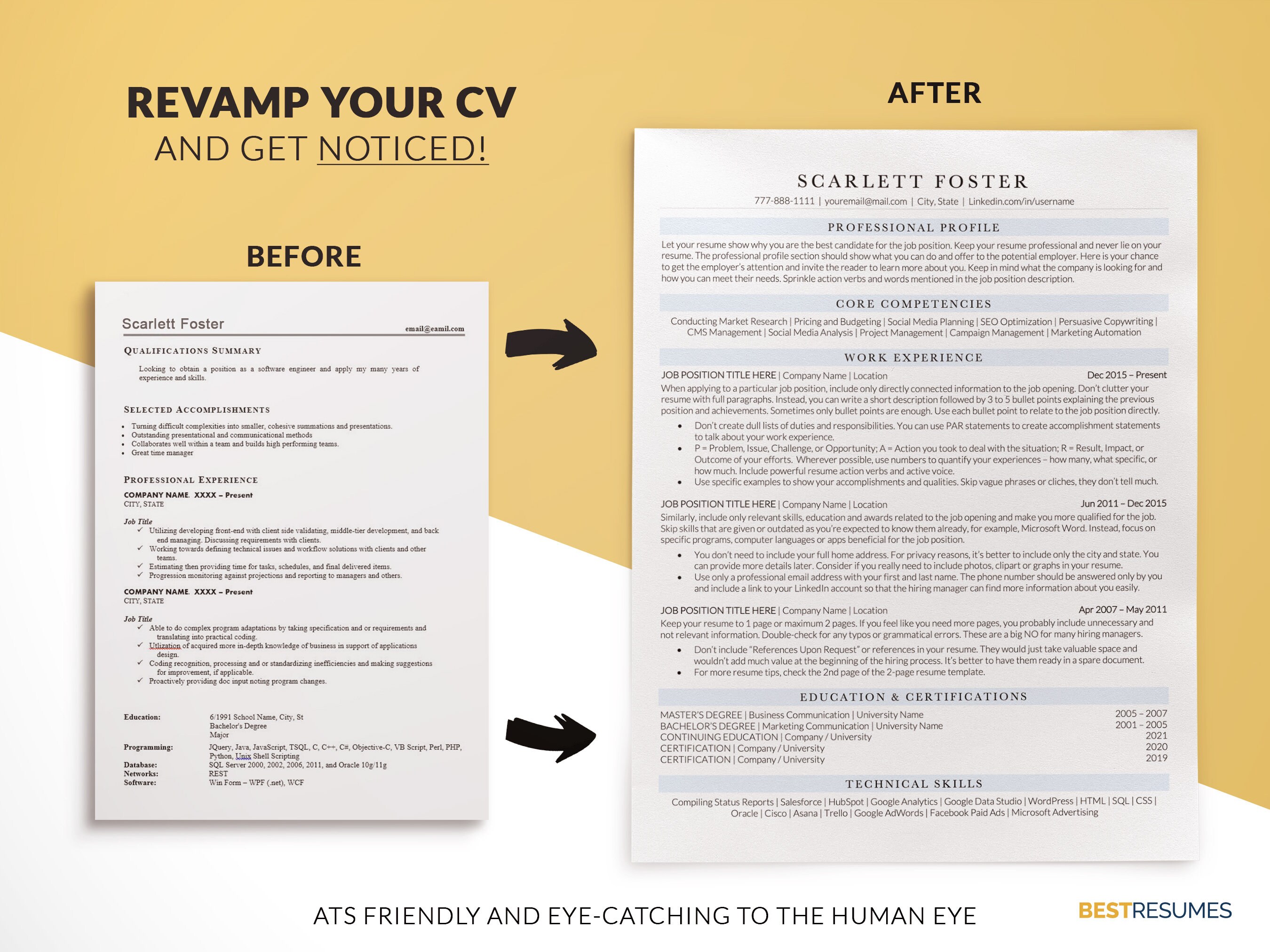 Professional CV Template for Word, Pages, Google Docs, Light Blue CV ...