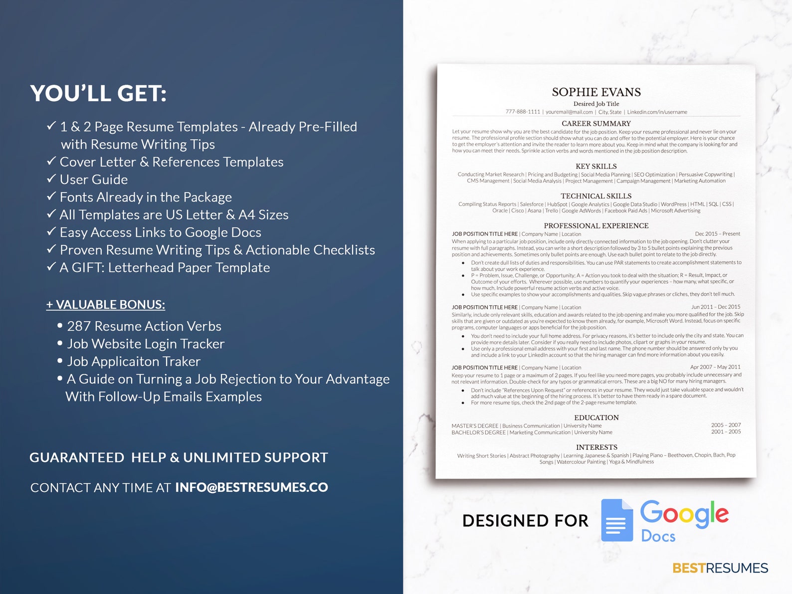 Professional ATS Friendly CV Template Google Docs Simple Ats - Etsy