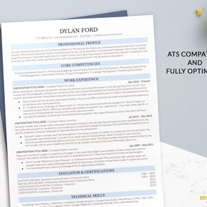 Professional Clean ATS Friendly Resume Template for Google Docs, Word ...