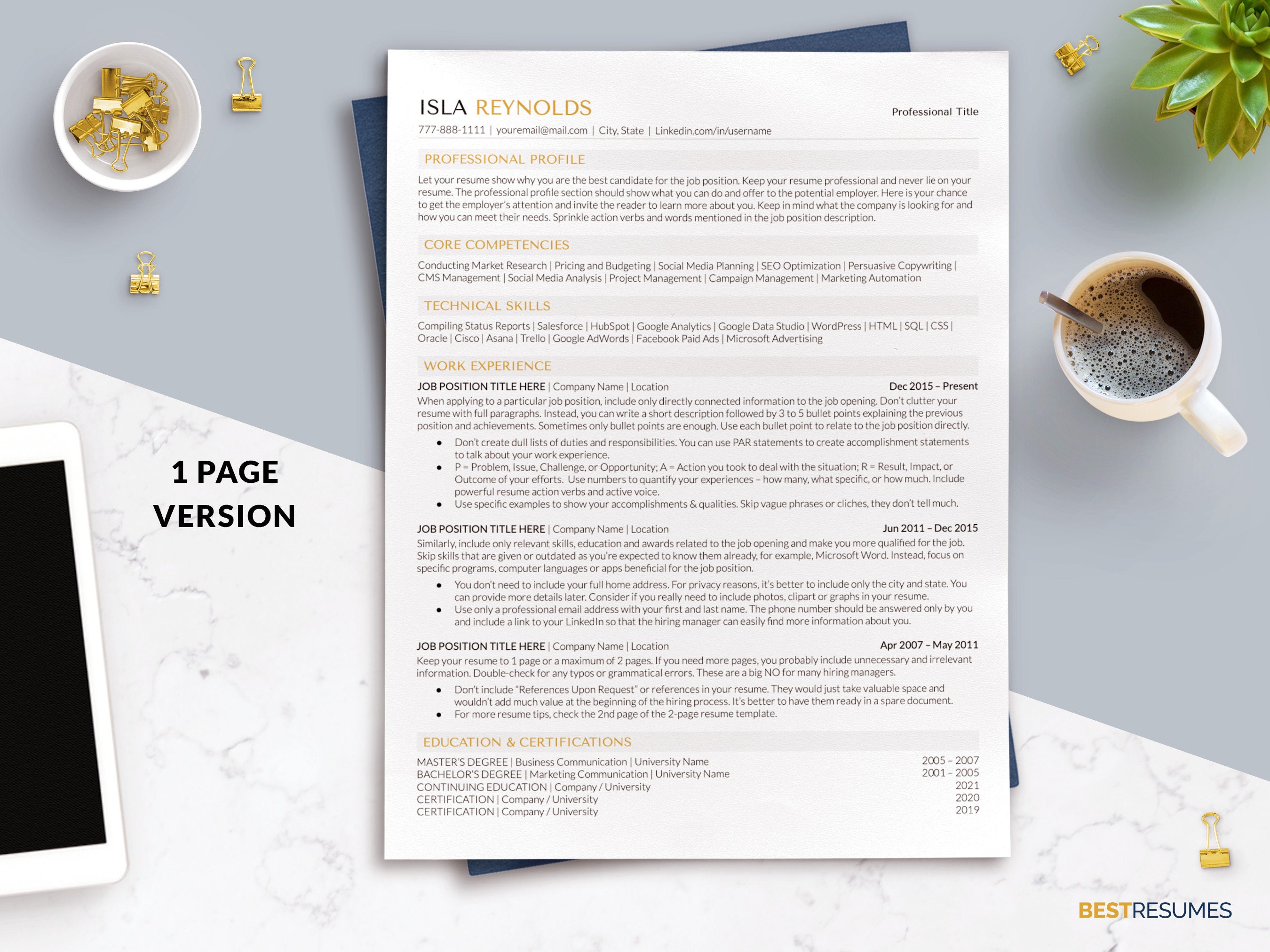 Resume Google Docs, ATS Friendly Resume Template, Professional Resume ...