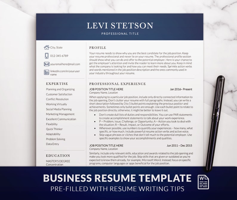 Plantilla de currículum empresarial profesional con una carta de ...
