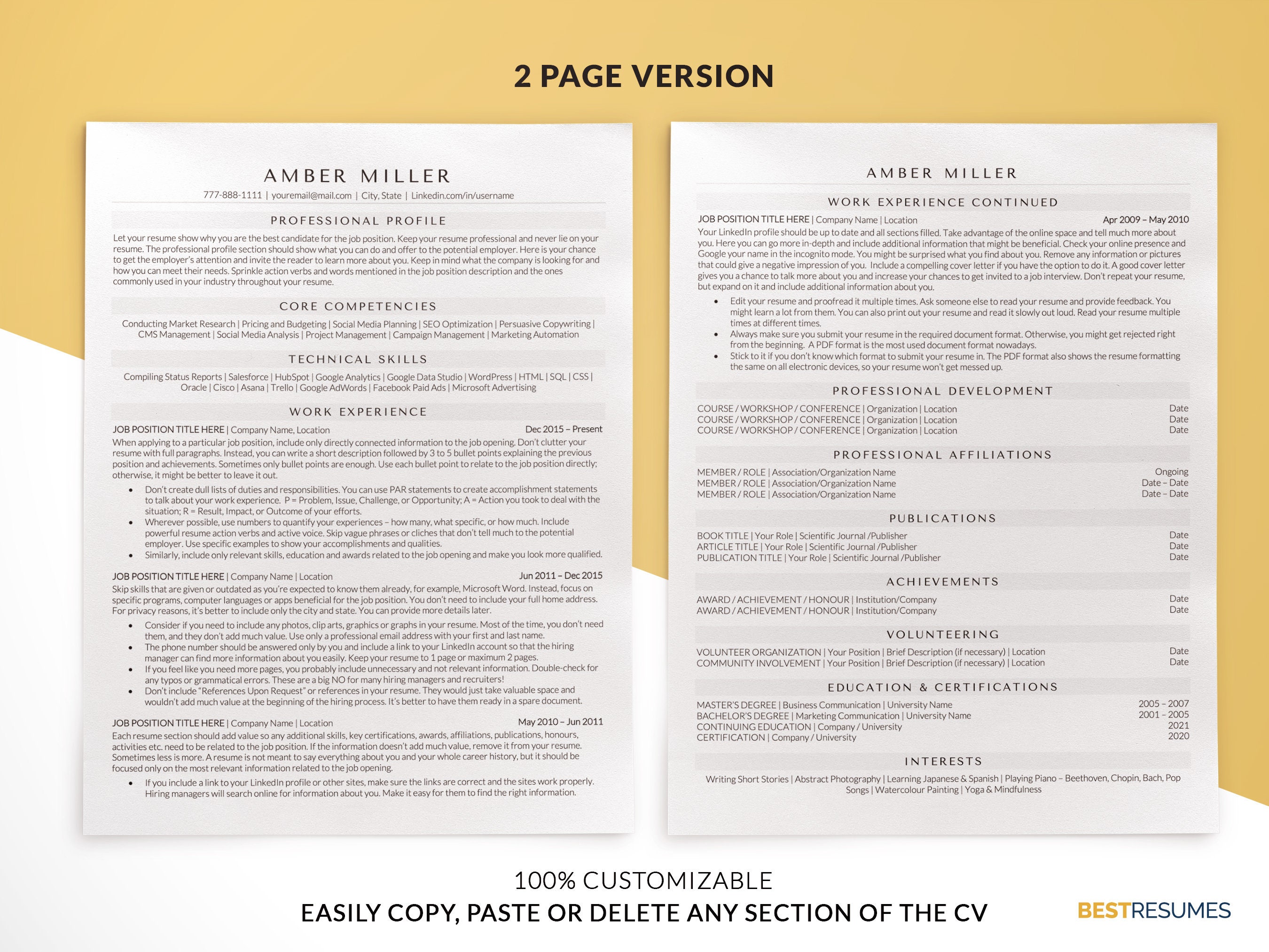 Traditional Chronological CV Template, Classic CV Template ...