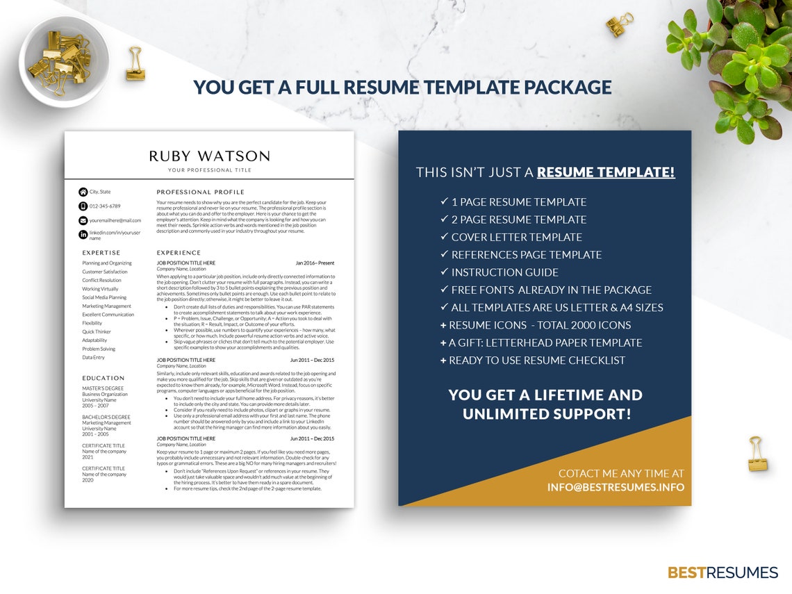 Minimalist Modern Resume Templates Word, Two Column Resume Template ...
