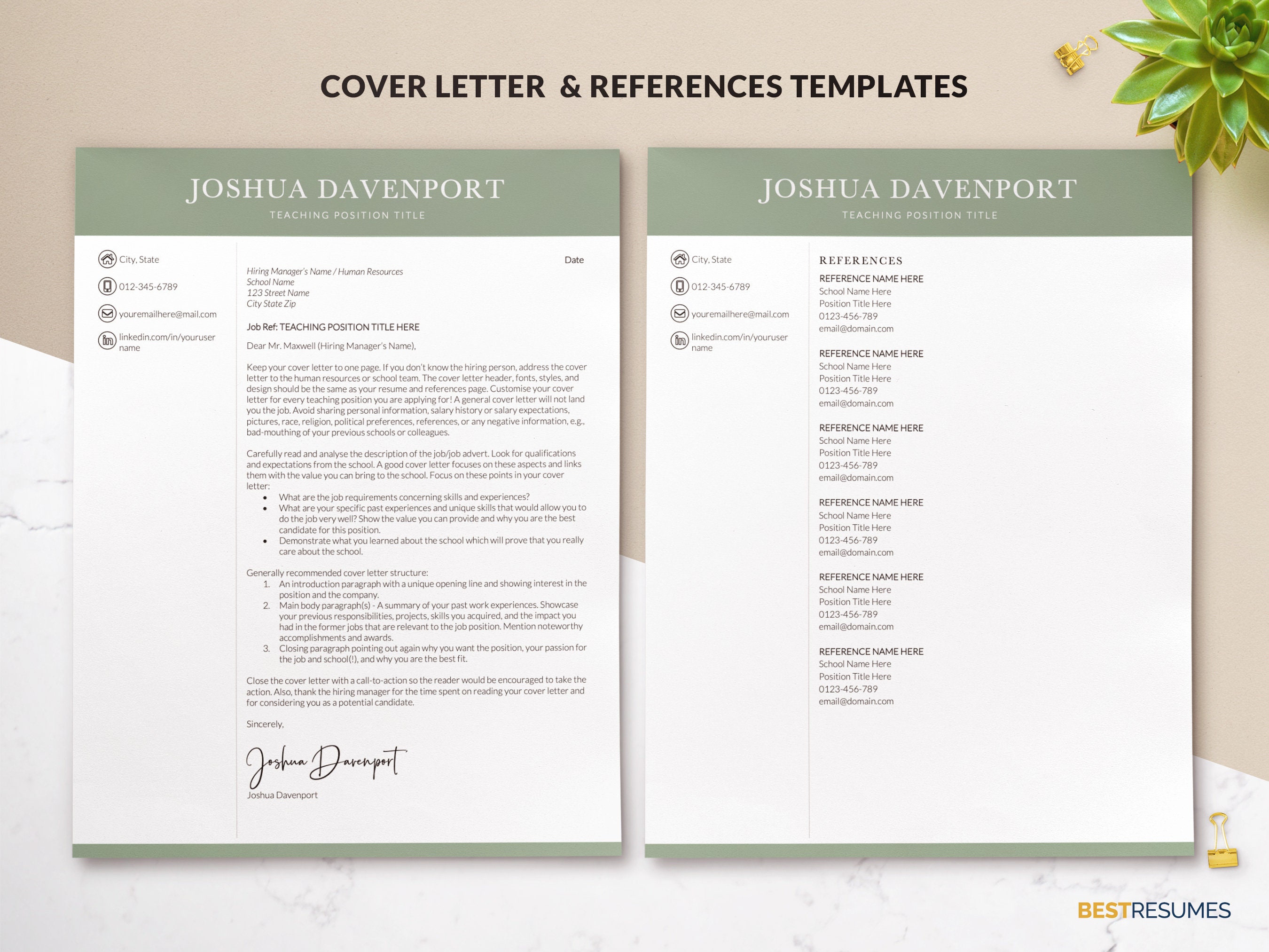 Professional Resume for Teachers Template in Word, Modern Educator ...