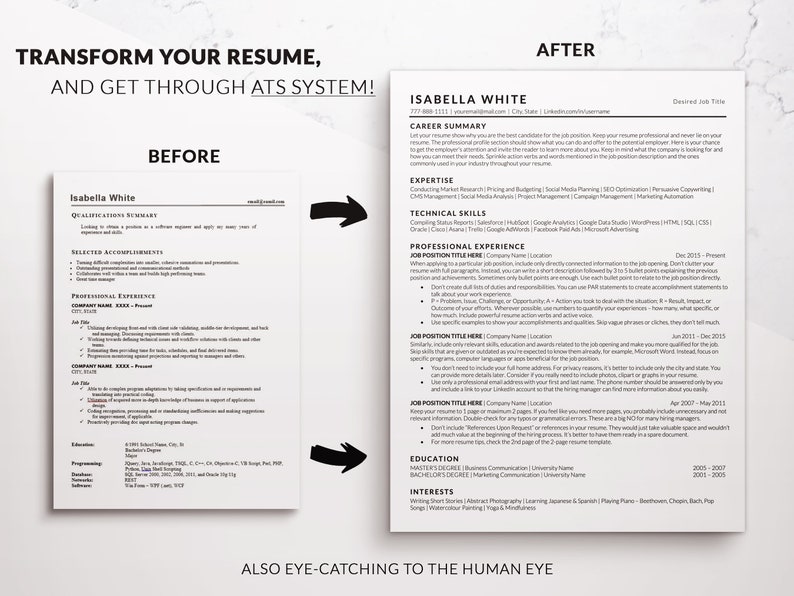 Simple ATS Resume Template Word Mac Pages ATS Cv Template - Etsy