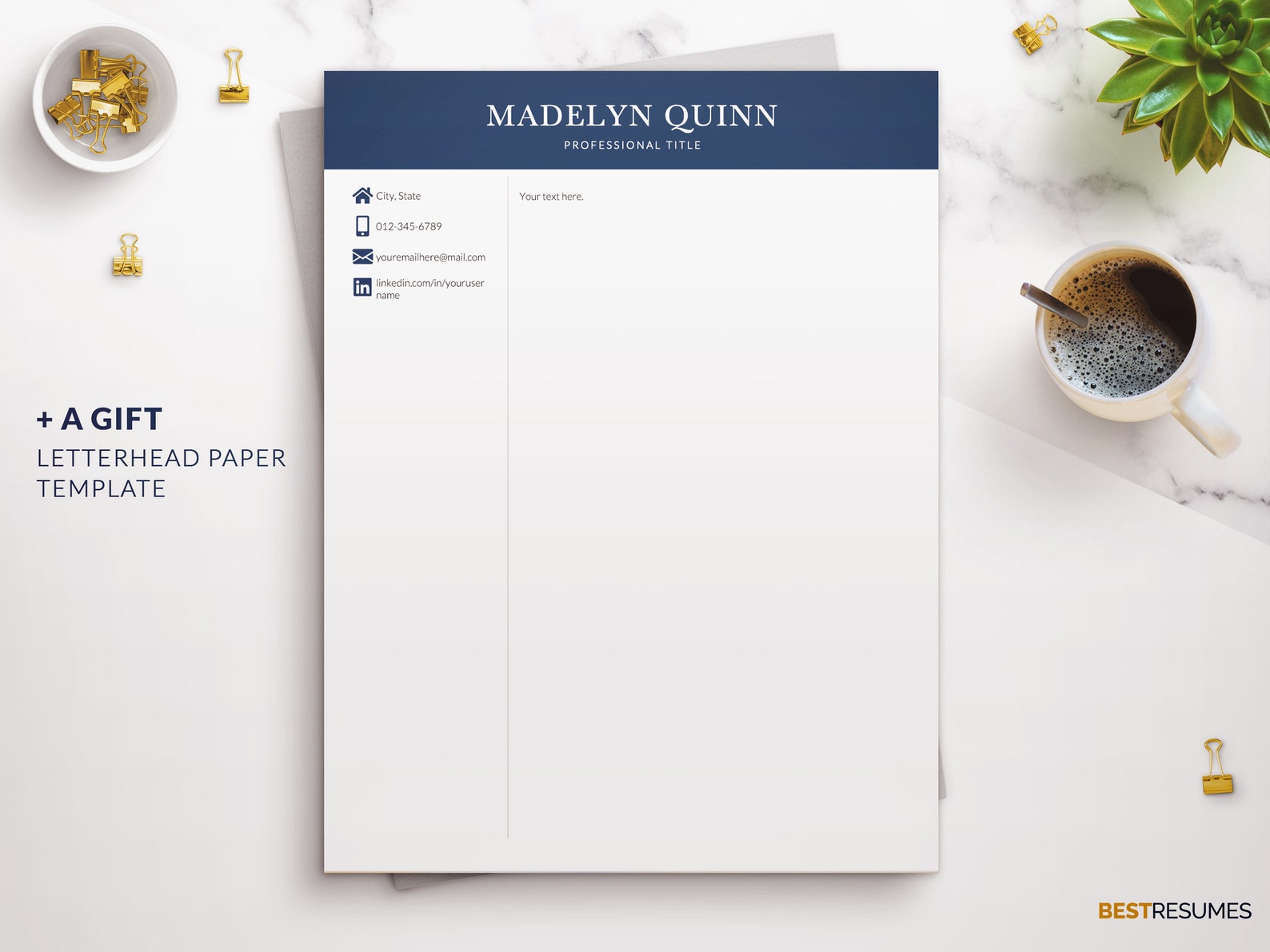 Executive Resume Template, Clean Modern Professional CV Template Word ...