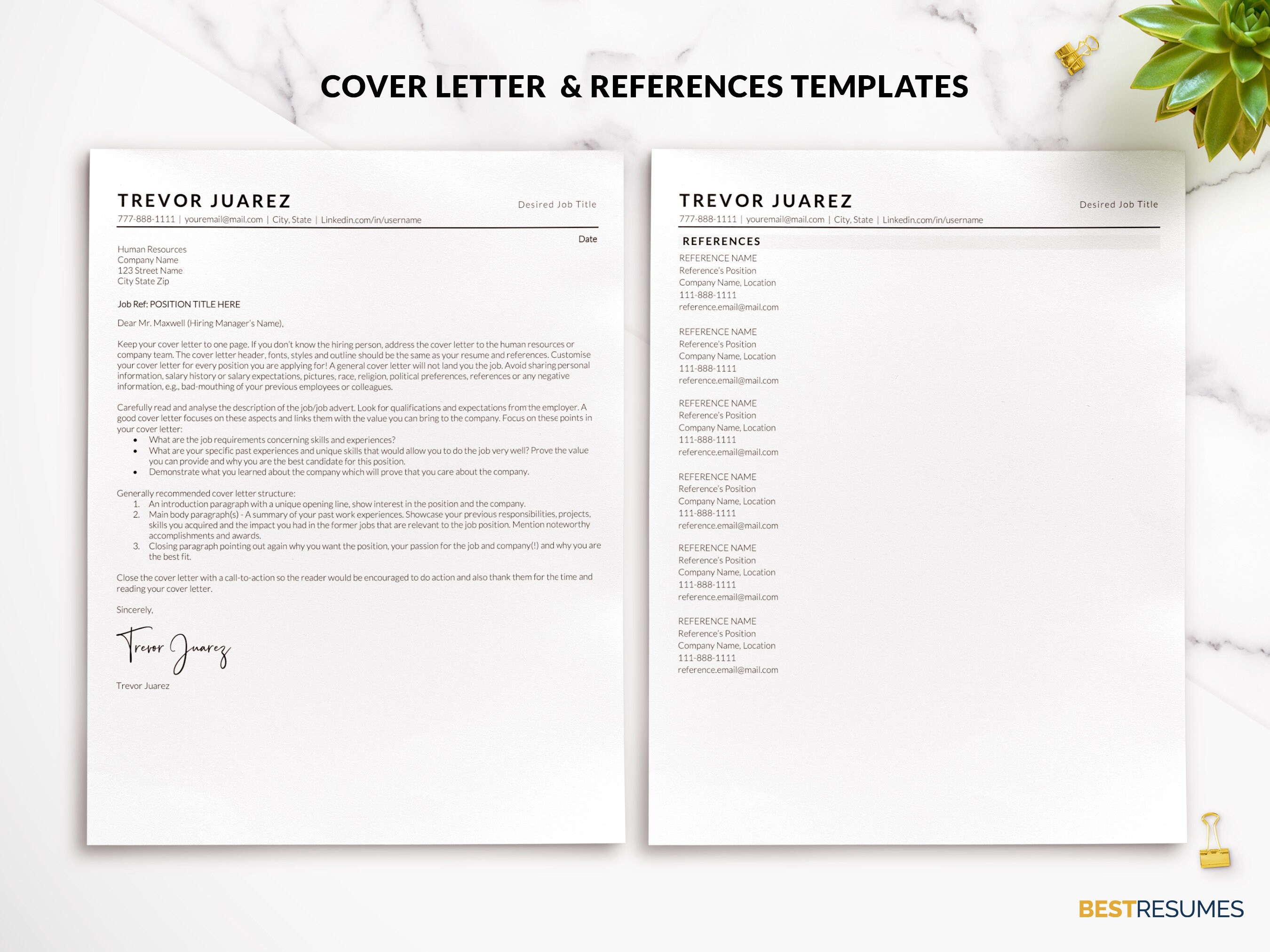 ATS Friendly Resume Template With Clean Chronological Resume Layout for ...