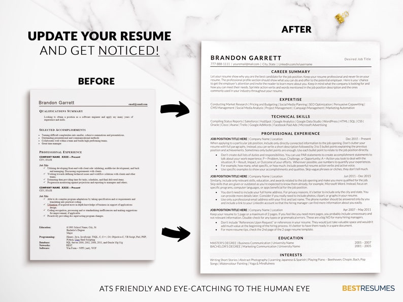 ATS Friendly Resume Template Word, Mac Pages, Chronological Simple ATS ...