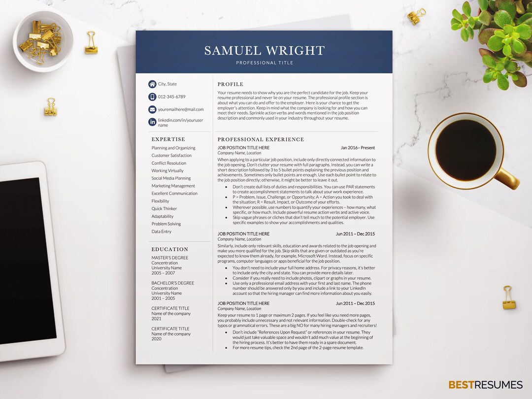 Clean Modern Executive Resume Template 2023 Business CEO - Etsy