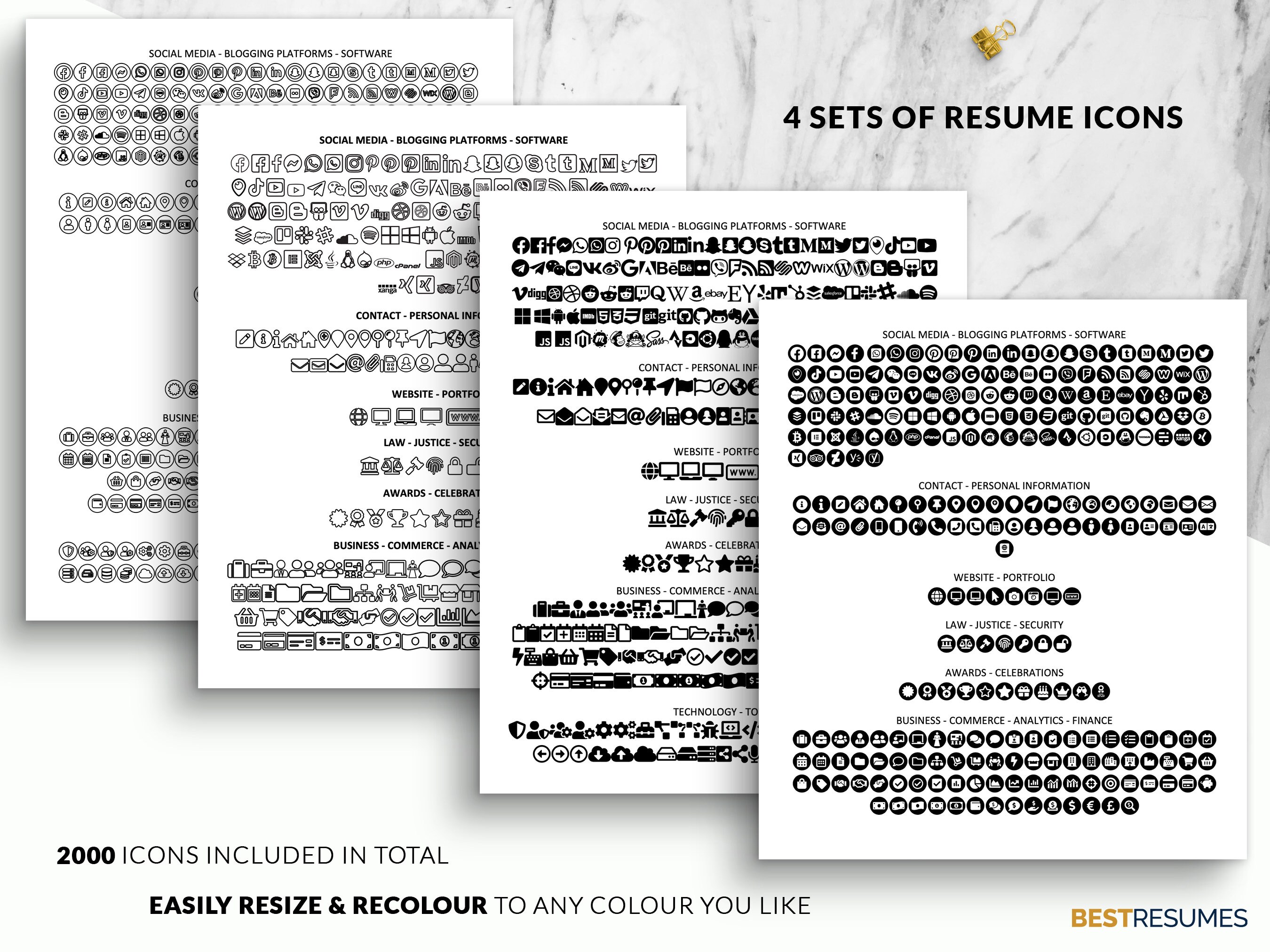 Modern Resume Template Word Professional Business Resume, Two Column ...