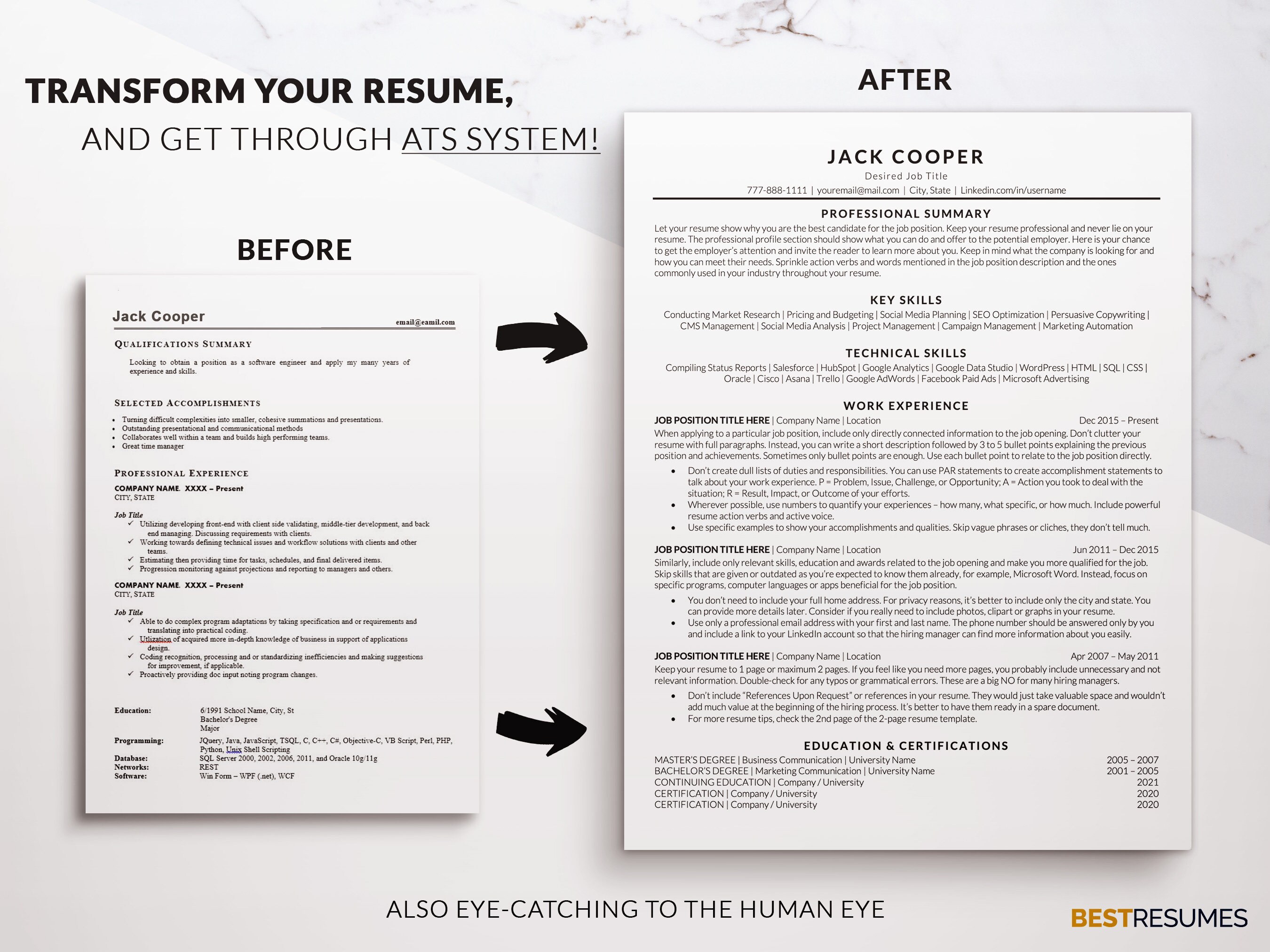 ATS Friendly Resume Template Google Doc, Word, Mac Pages, Simple ATS ...