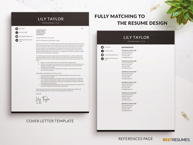Professional Modern Resume Template in Word, Two Column Resume Template ...
