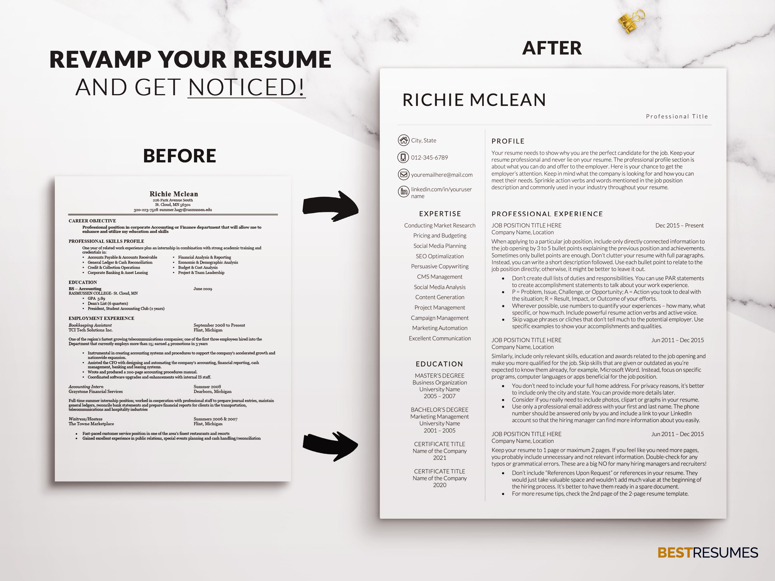Professional Clean Resume Template for Word With Modern Resume Template ...