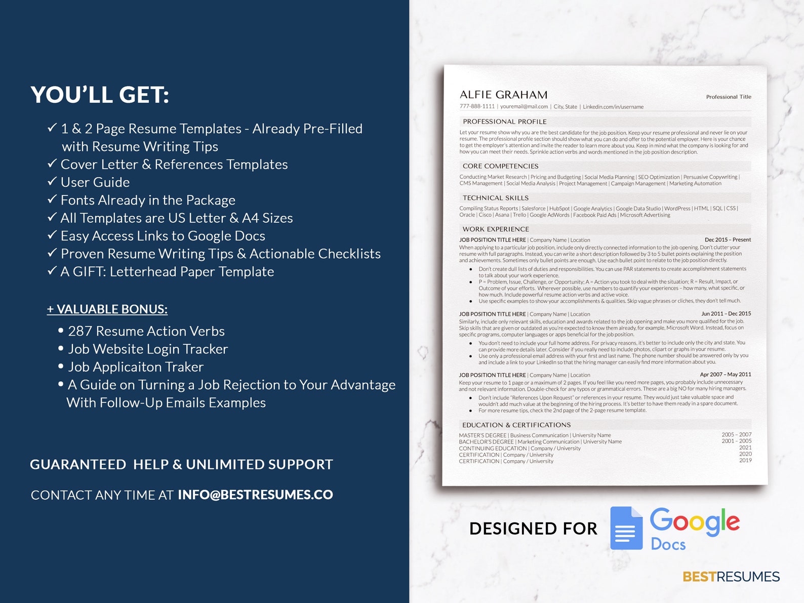 ATS Friendly Google Doc Resume Template, Professional ATS CV Template ...