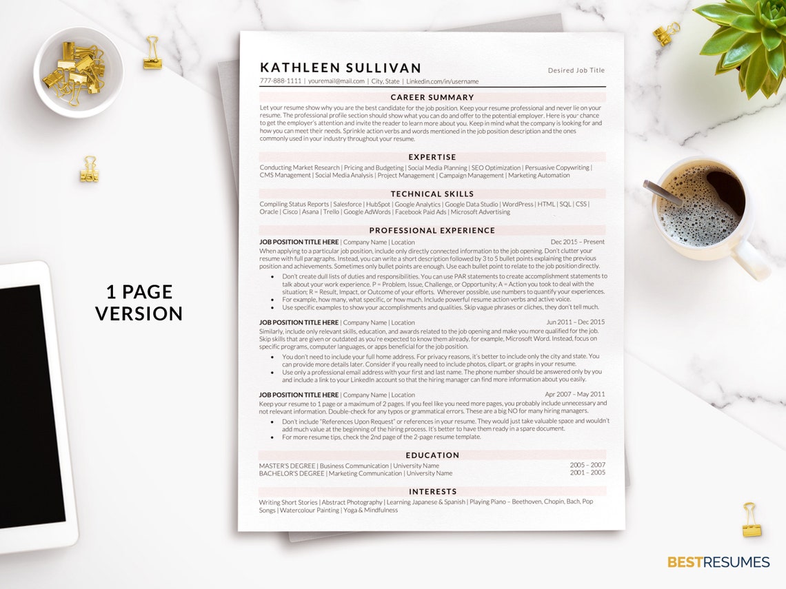 Clean ATS Friendly Resume Template ATS Compliant and - Etsy