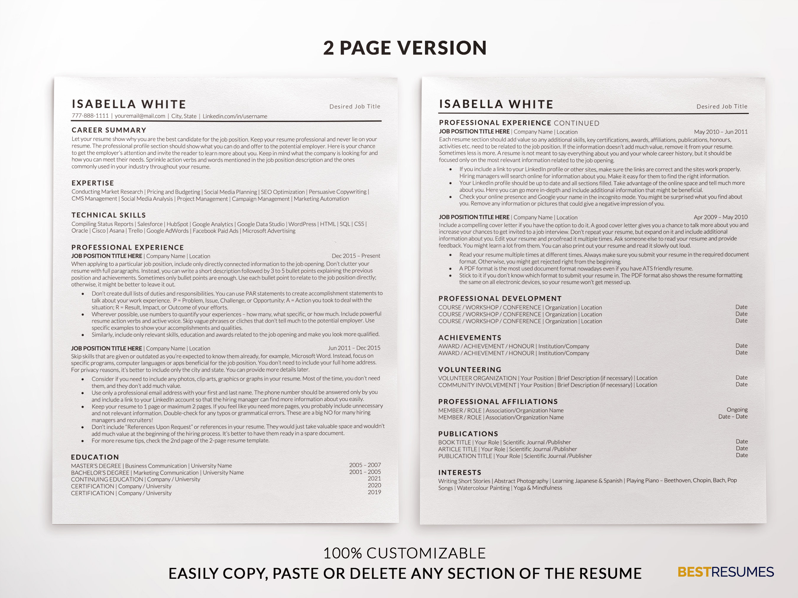 Simple Clean ATS Friendly Resume Template for Mac Pages, Word, Google ...