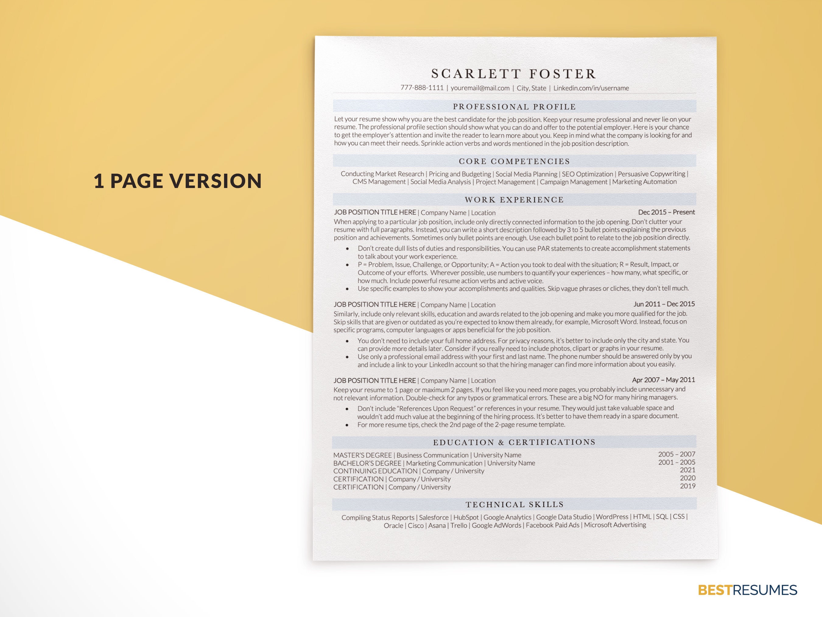 Professional CV Template for Word, Pages, Google Docs, Light Blue CV ...