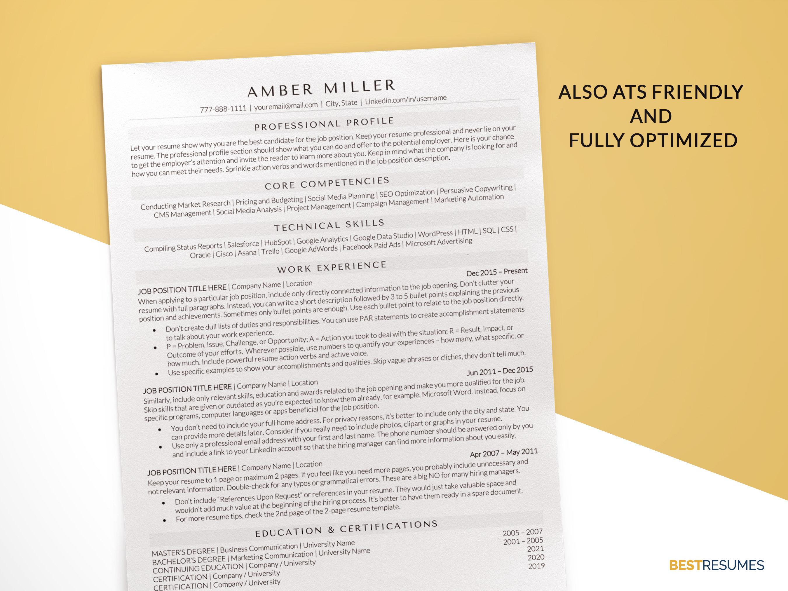 Traditional Chronological CV Template, Classic CV Template ...
