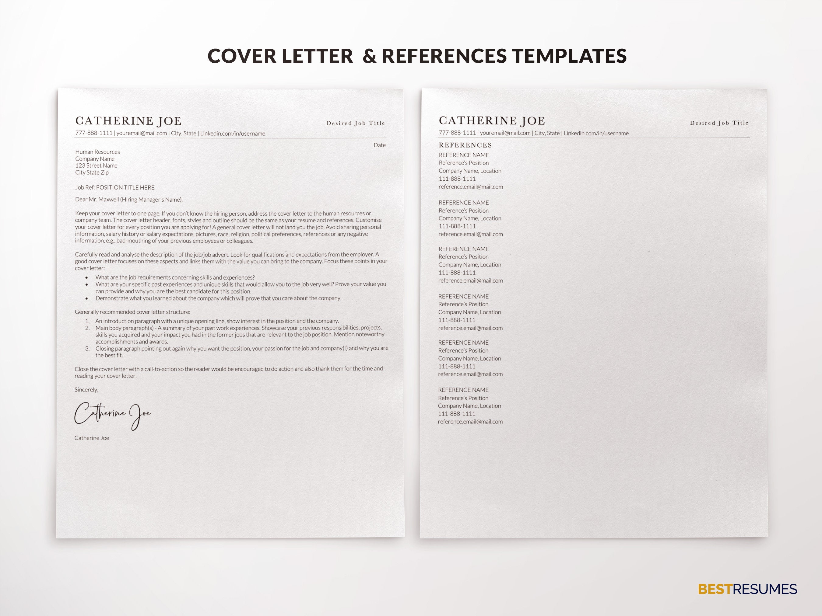 Minimalist Clean Resume Template for Mac Pages, Word, Google Docs ...