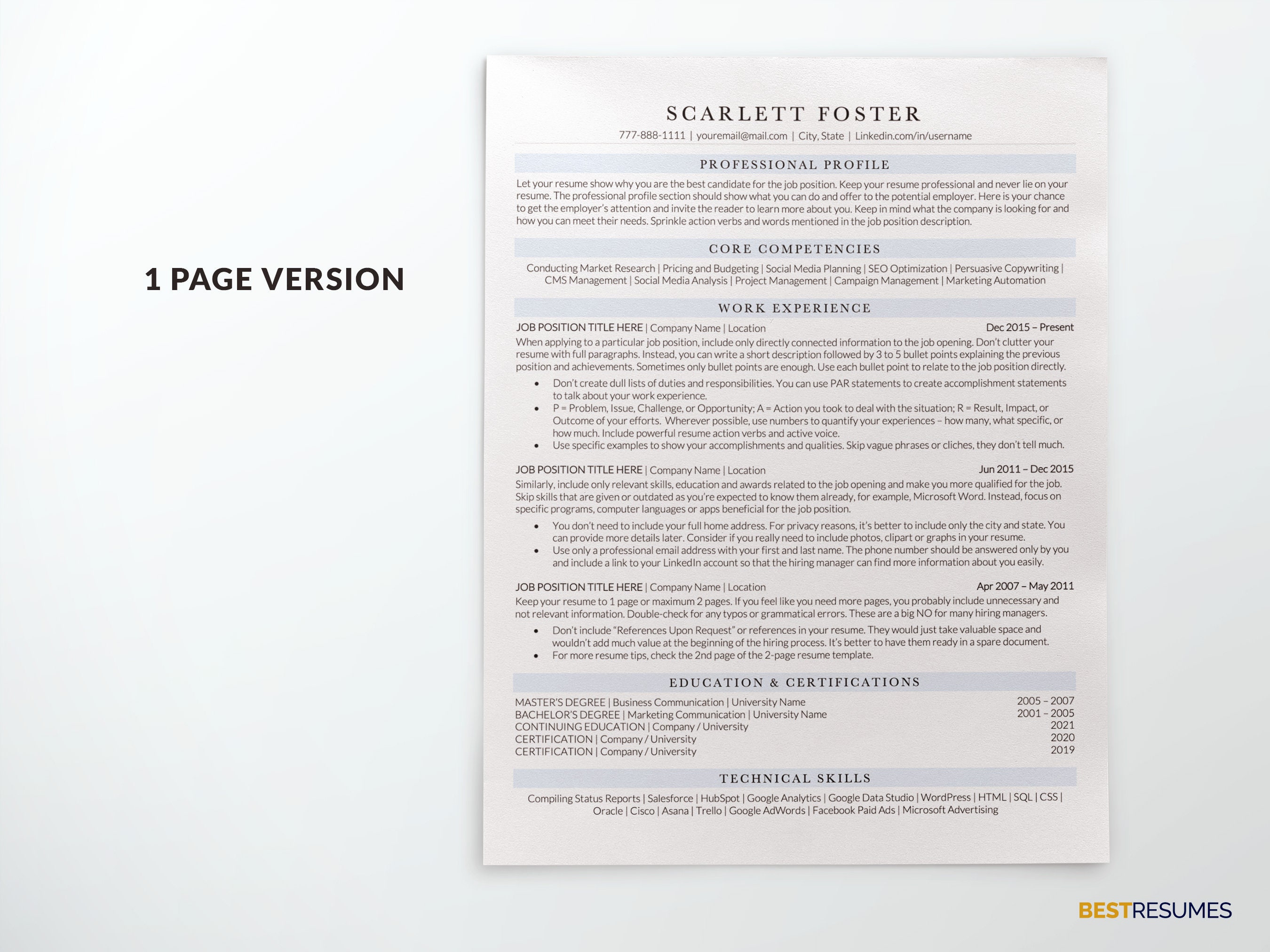 Simple ATS Compliant & ATS Friendly Resume Templates for Google Docs ...