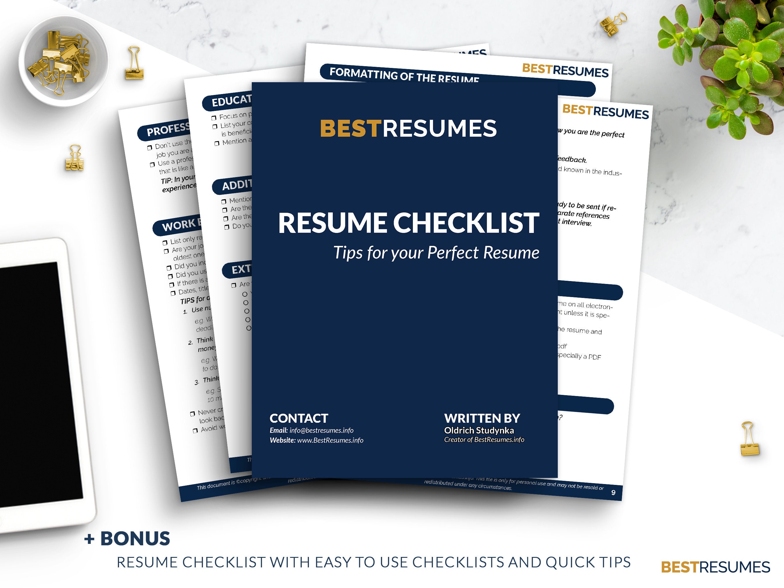 Modern Professional Resume Template Word Blue and Gold, Executive ...