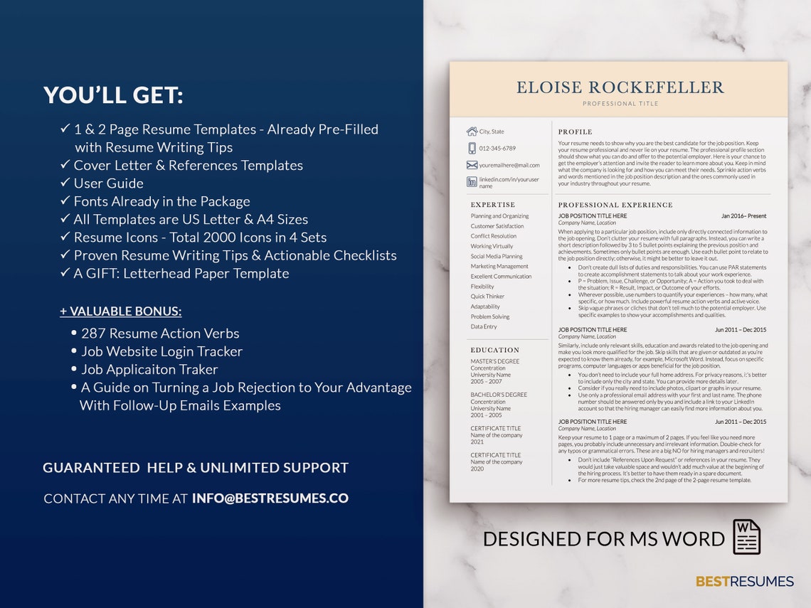 Professional Resume Template for Word With Modern Clean Resume Design ...