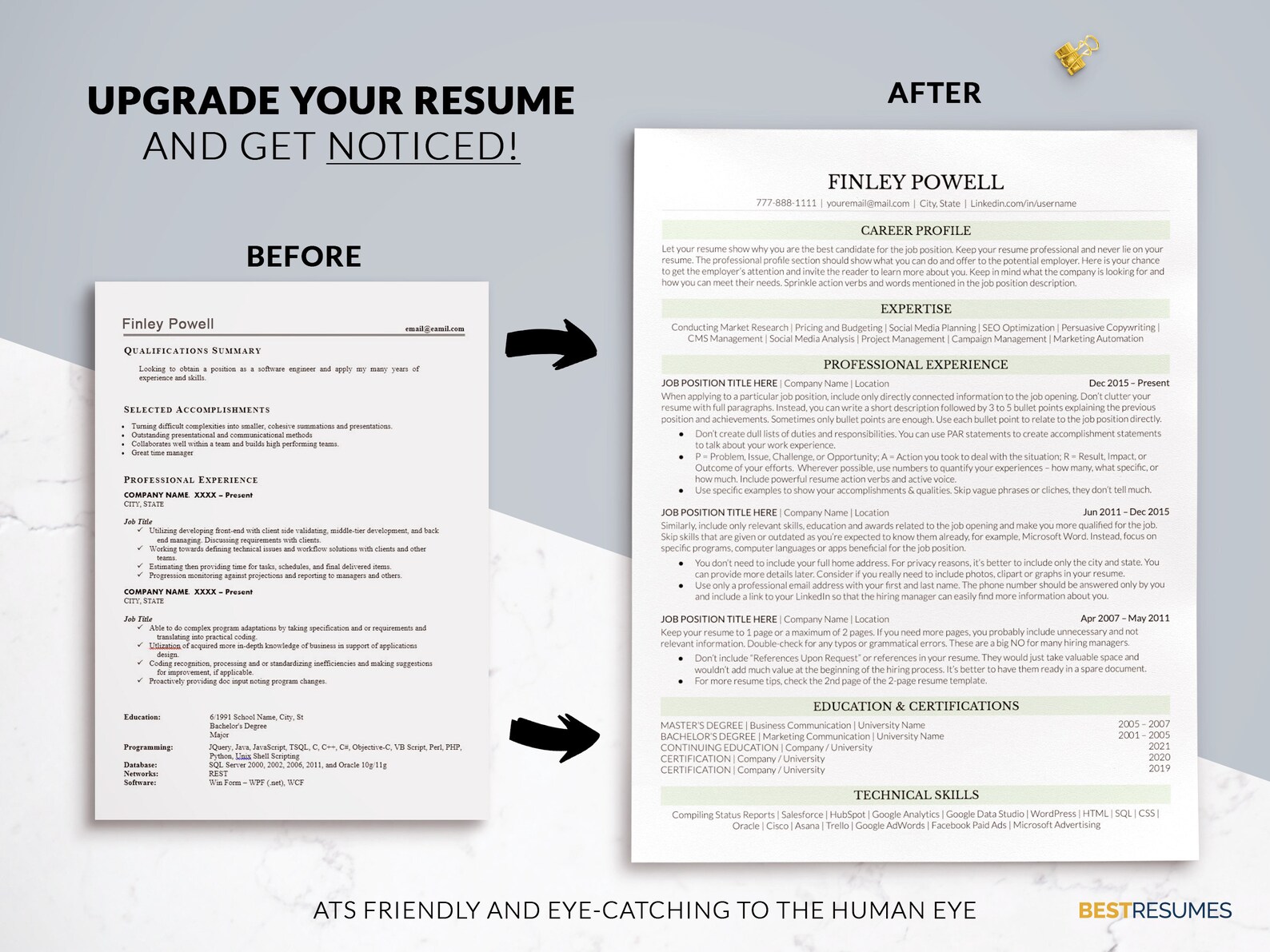 ATS Friendly Resume Template Google Docs, Word, Mac Pages, Professional ...
