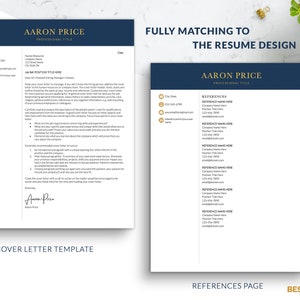 Modern Professional Resume Template Word Blue and Gold, Executive ...