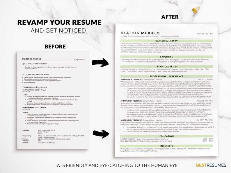 Resume Template ATS Friendly, Resume Template for Word and Apple Mac ...