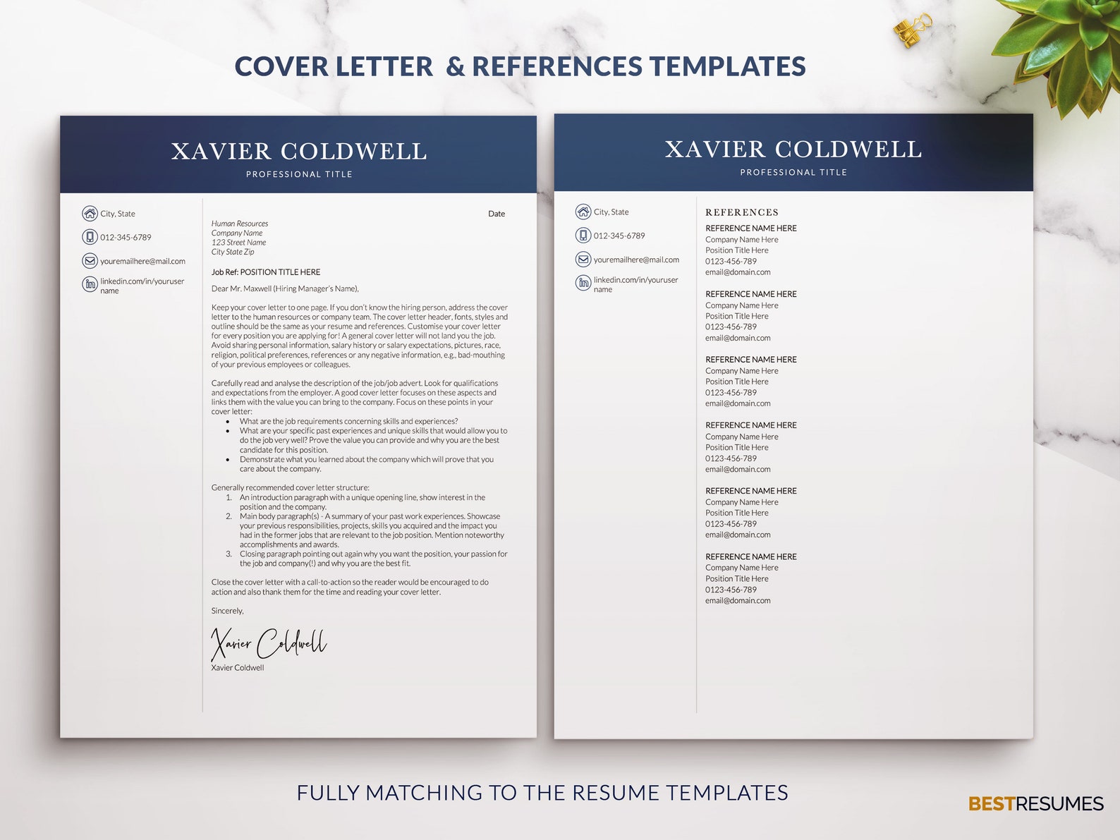 Modern Professional CV Template for Word With a Clean CV Resume Format ...