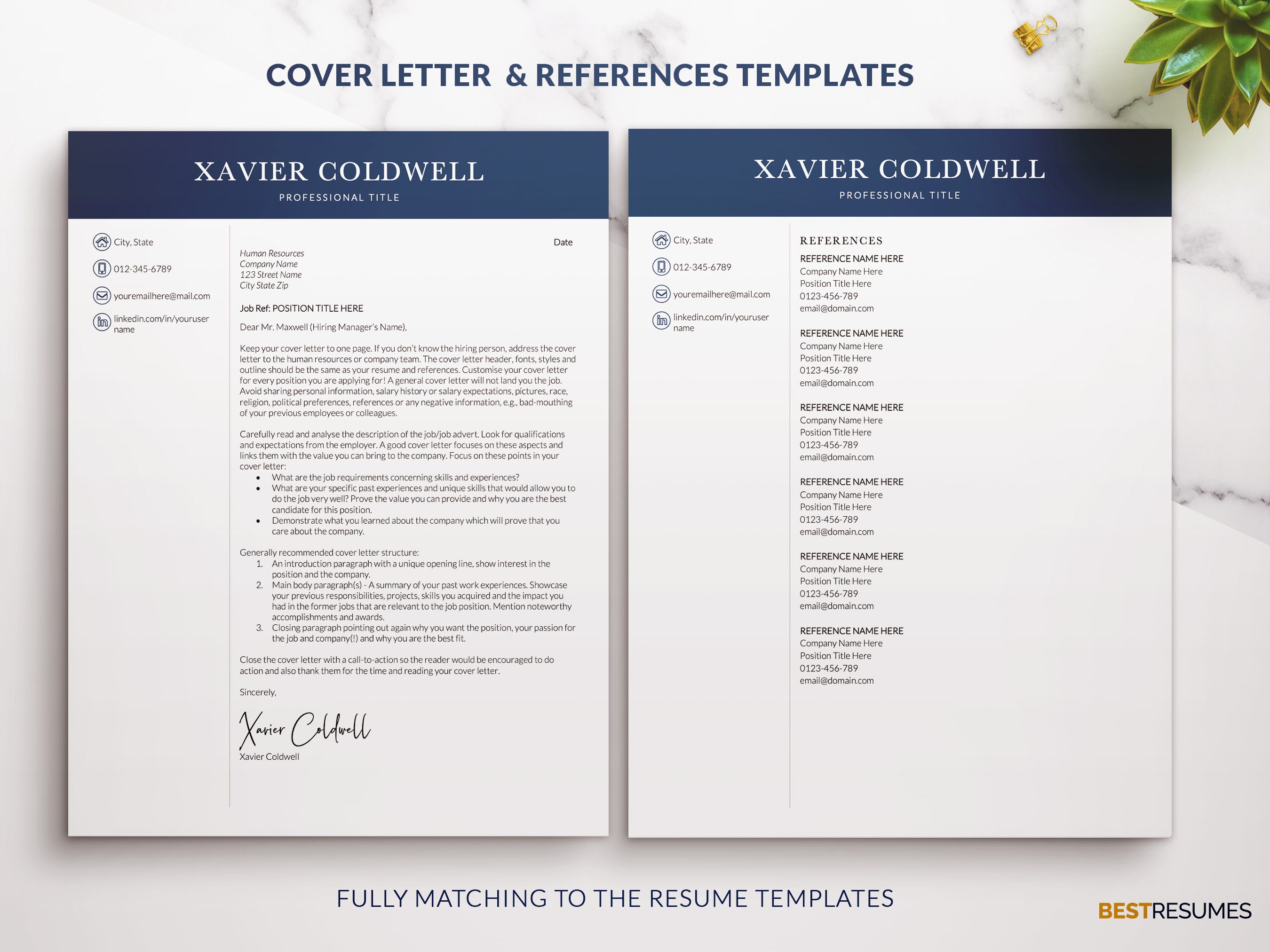 Modern Professional CV Template for Word With a Clean CV Resume Format ...