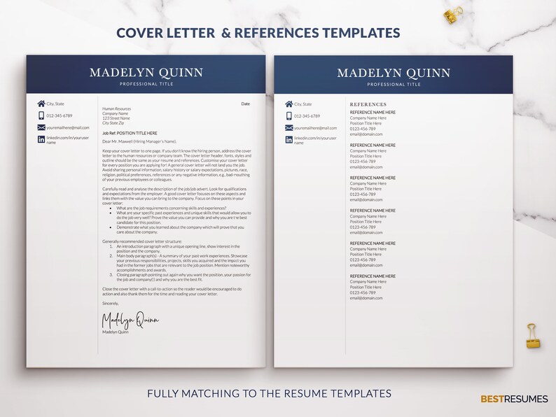 Executive Resume Template, Clean Modern Professional CV Template Word ...