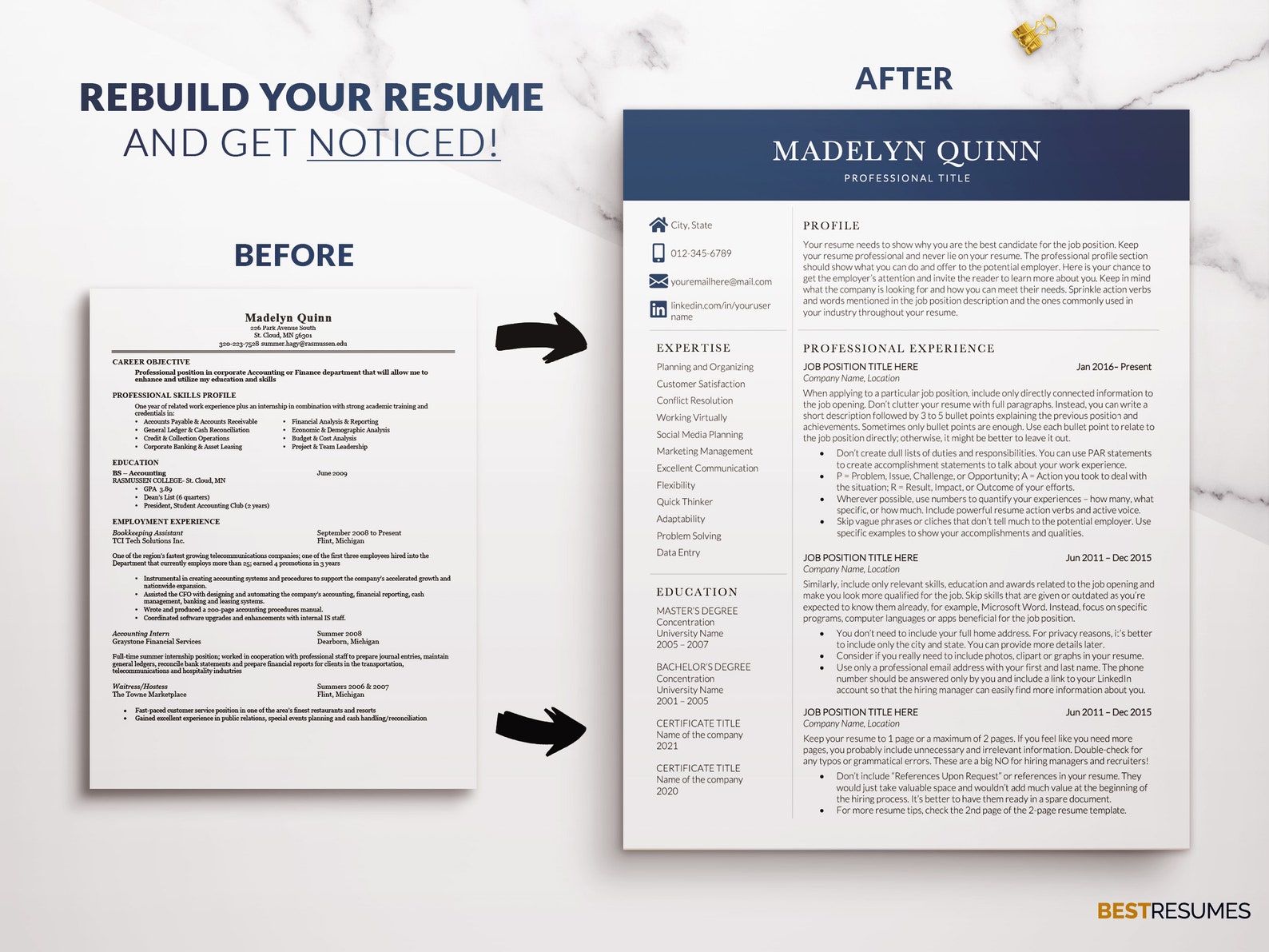 Executive Resume Template, Clean Modern Professional CV Template Word ...