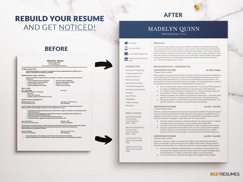 Executive Resume Template, Clean Modern Professional CV Template Word ...