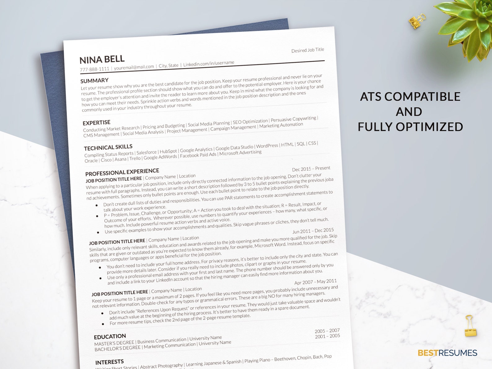 Simple Clean ATS Friendly Resume Template Google Docs, Professional ATS ...