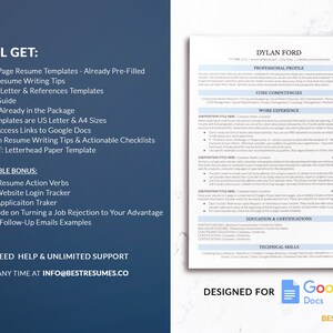 Professional Clean ATS Friendly Resume Template for Google Docs, Word ...