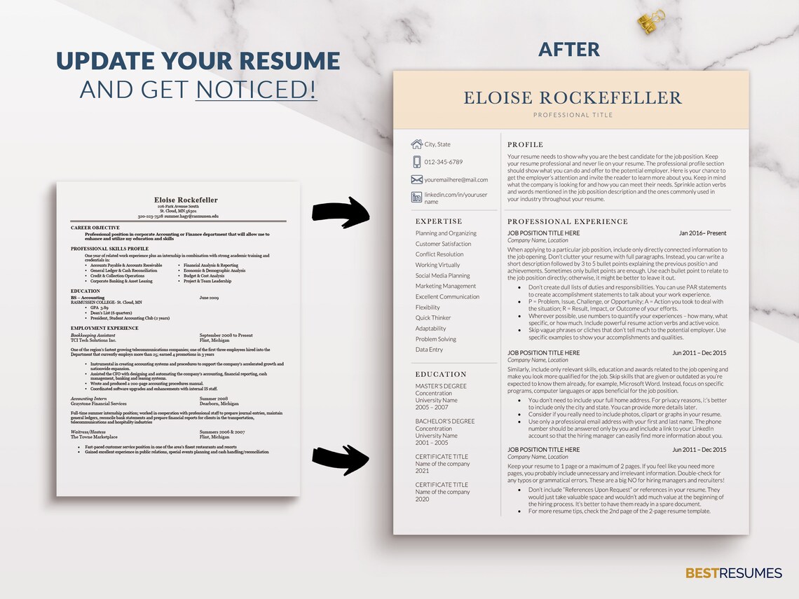 Professional Resume Template for Word With Modern Clean Resume Design ...
