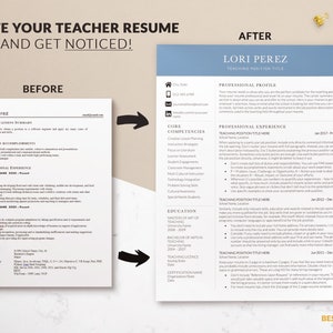 Professional Teaching Resume Template and Teacher Cover Letter, Teacher ...