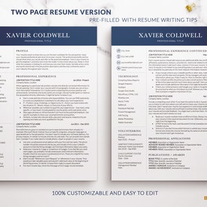Professional Modern Resume Template for Word With a Clean Two Page ...