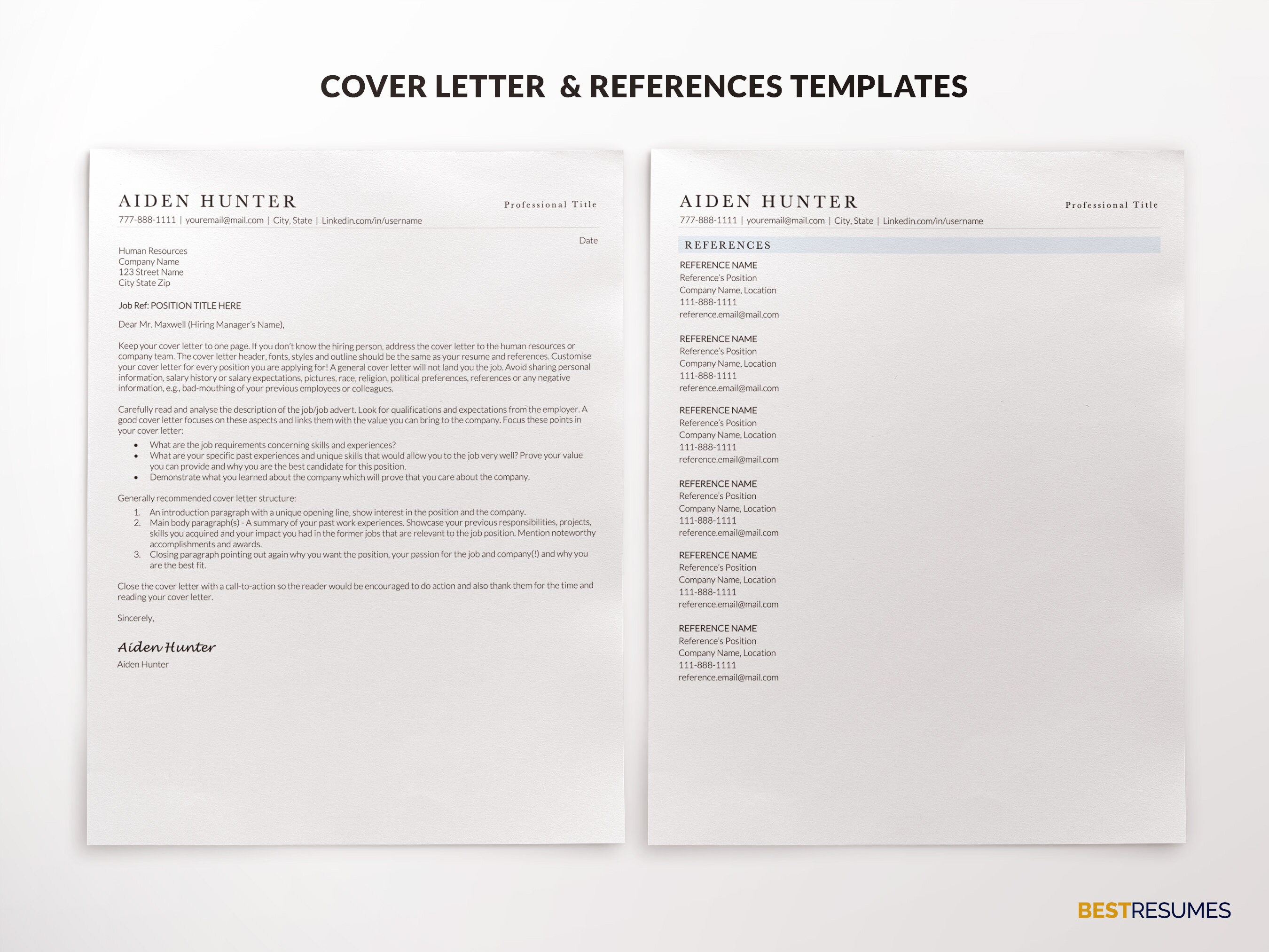 Blue Color Executive Resume Template for Mac Pages, Word, Google Docs ...