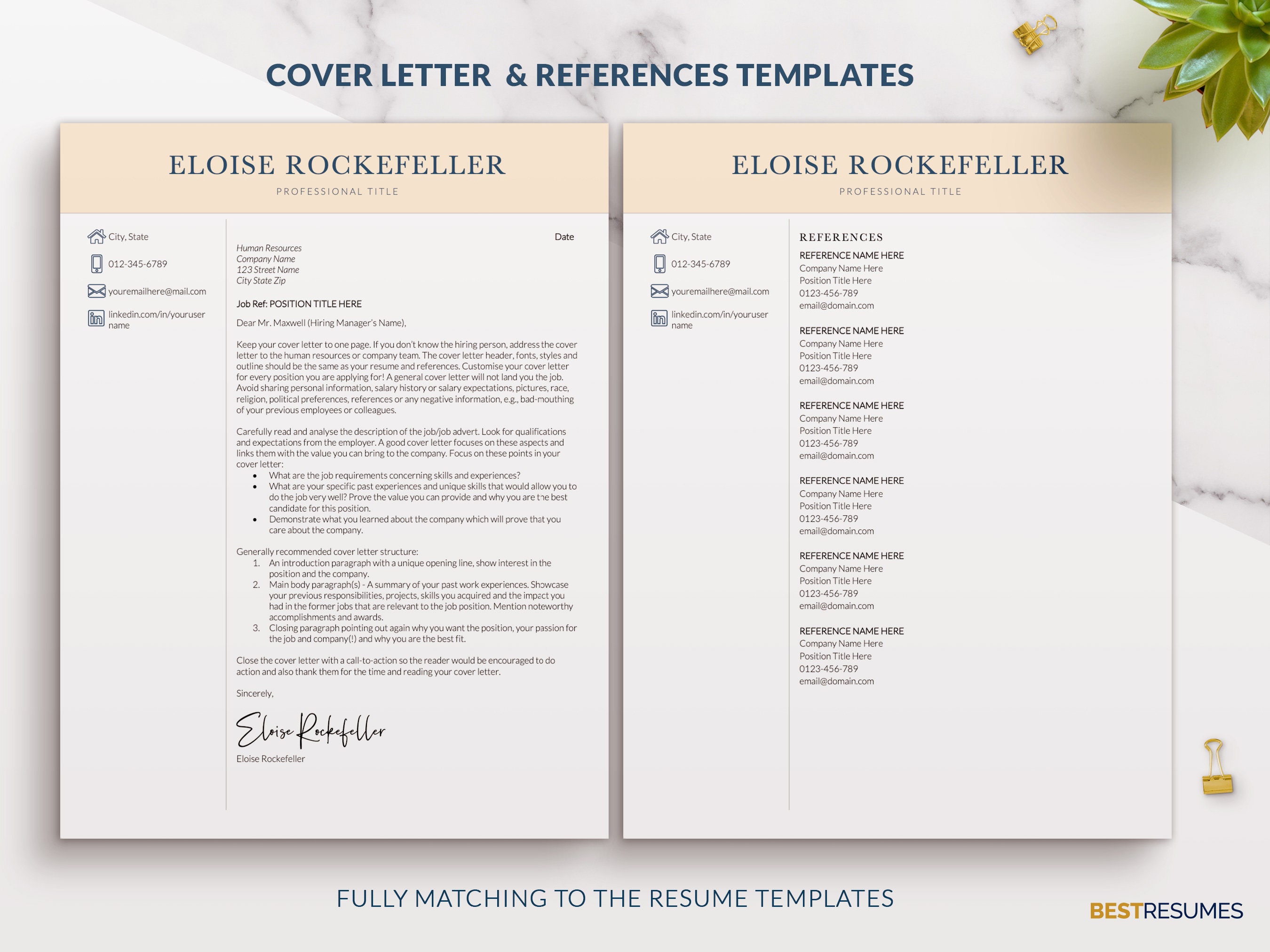 2 Column Resume Template for Word, Professional Modern Clean Resume ...