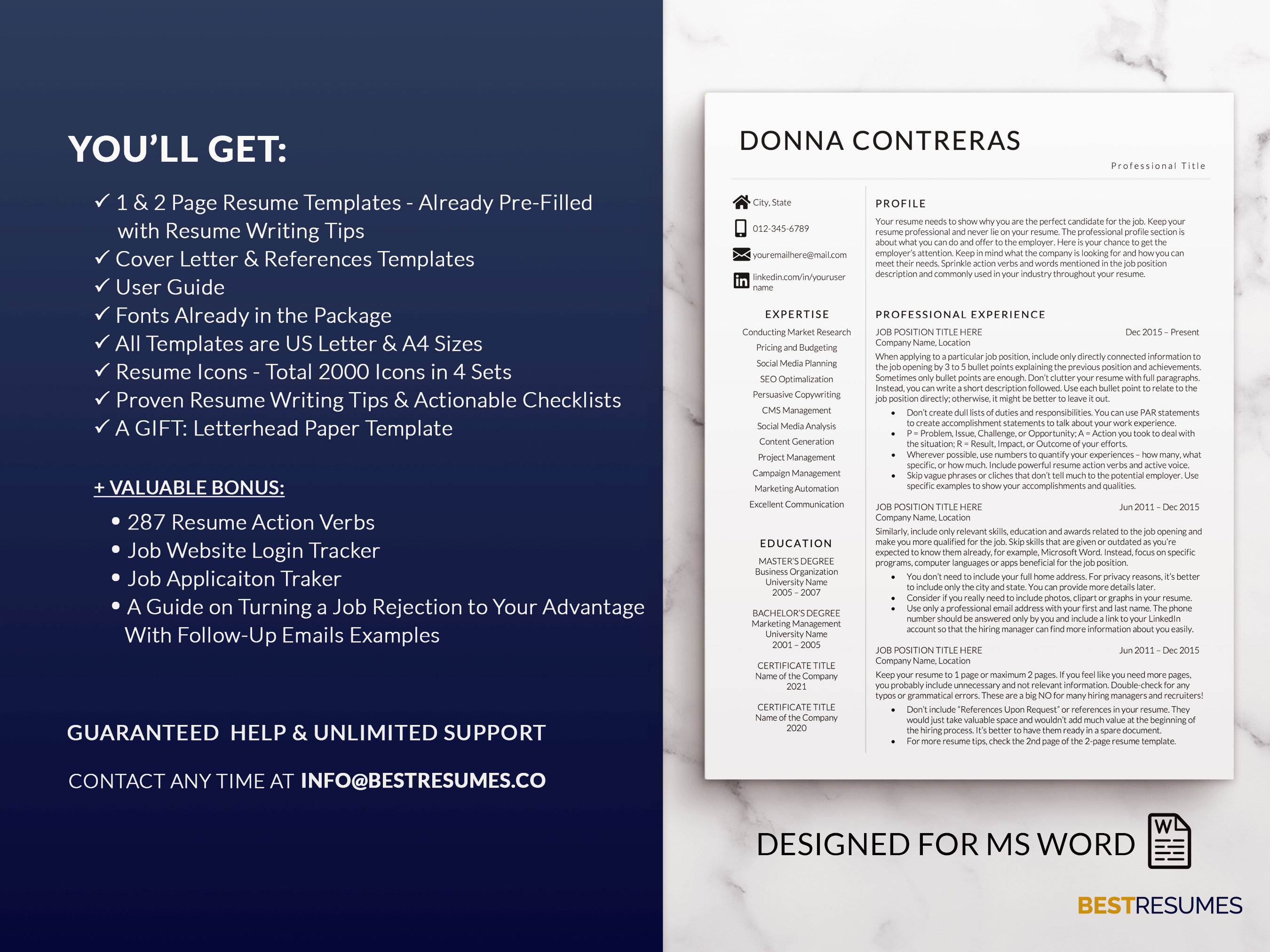 Professional Resume Template Instant Download Modern Resume Template CV ...
