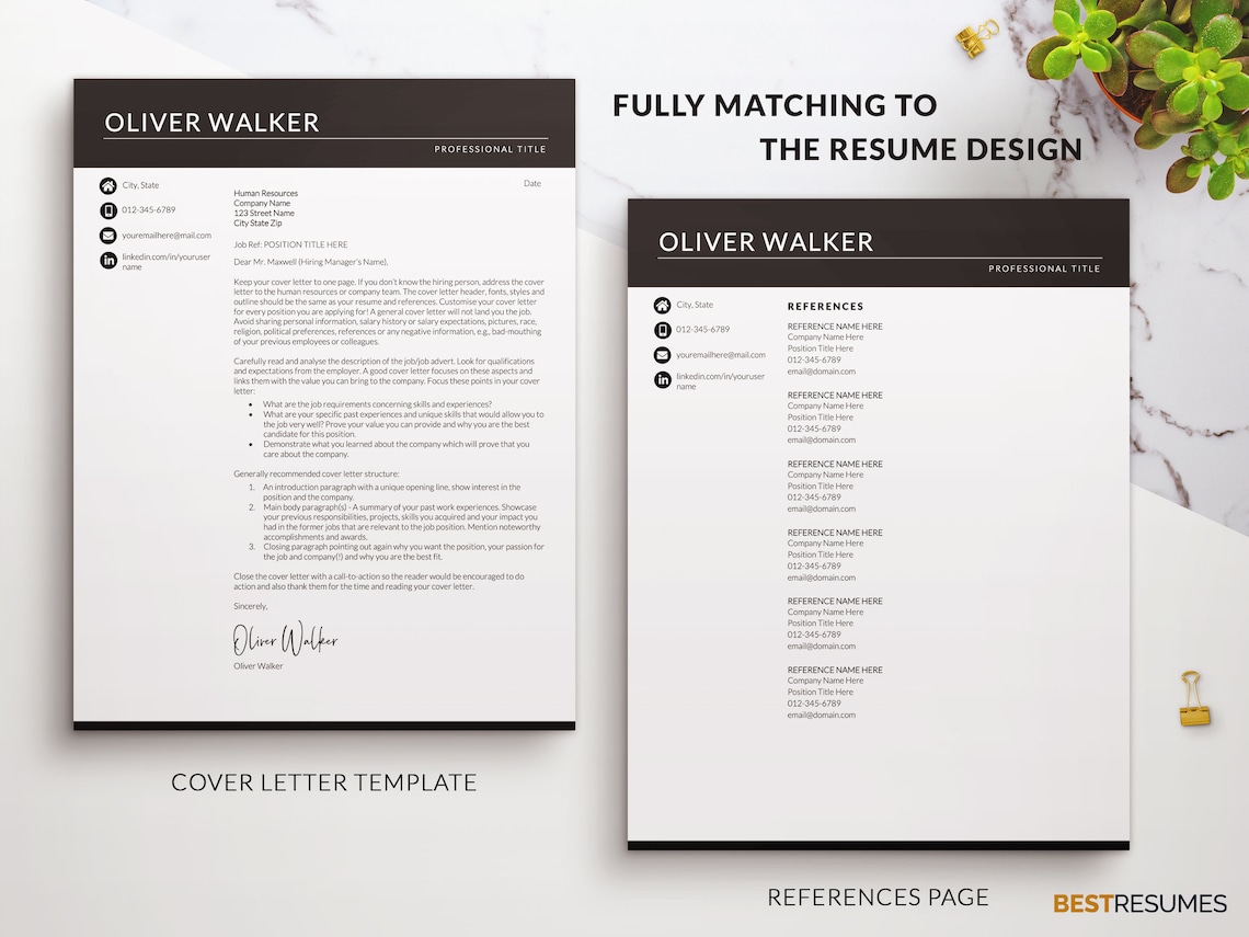 Modern 2 Column Resume Template for Word, Professional Resume Templates ...