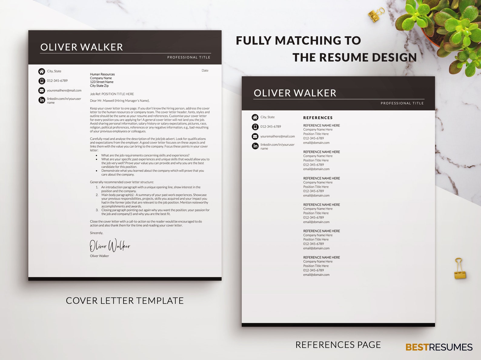 Modern 2 Column Resume Template for Word, Professional Resume Templates ...